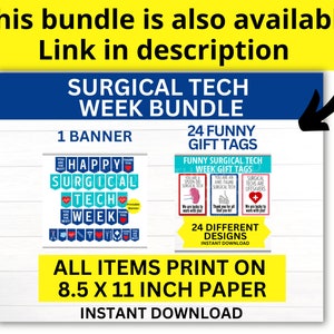 Surgical Scrub Tech Printable Gift Tags, Happy Surgical Scrub Tech Week ...