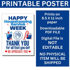 Happy Housekeeping Service Week Printable Poster - Etsy