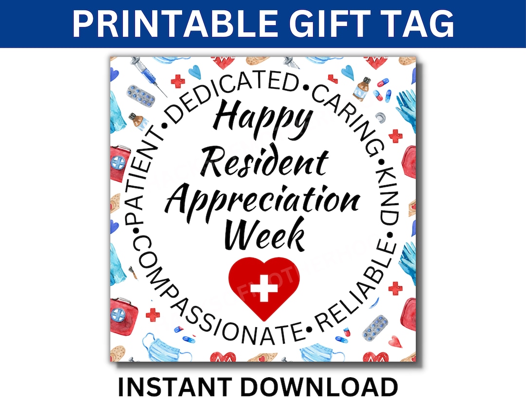 Resident Week Printable Gift Tag, Happy Resident Week Gift, Medical ...