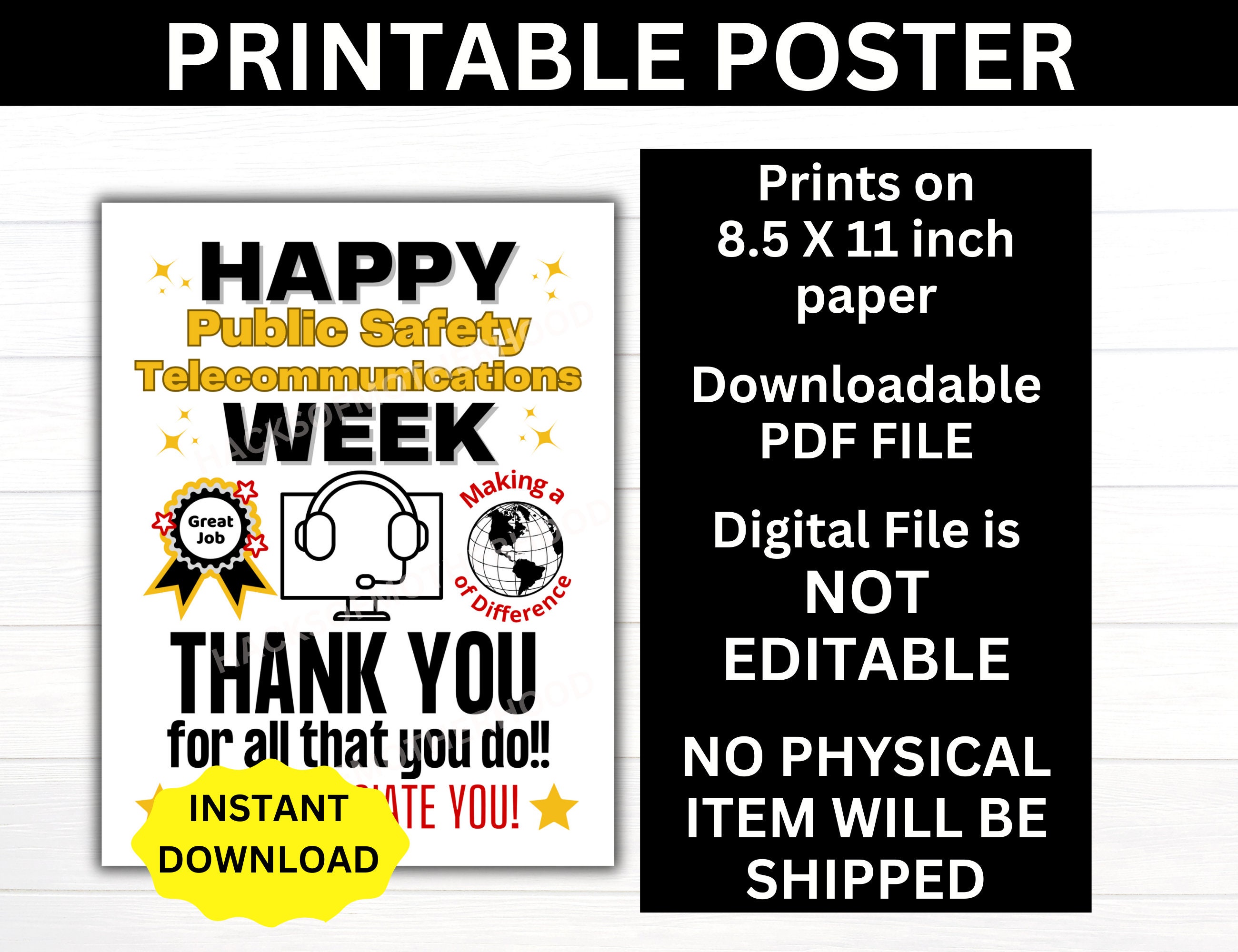 Public Safety Telecommunications Week Printable Poster, Public Safety ...