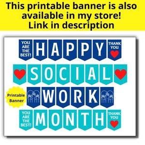 Social Work Day Printable Banner, Happy Social Work Day Sign, Social ...