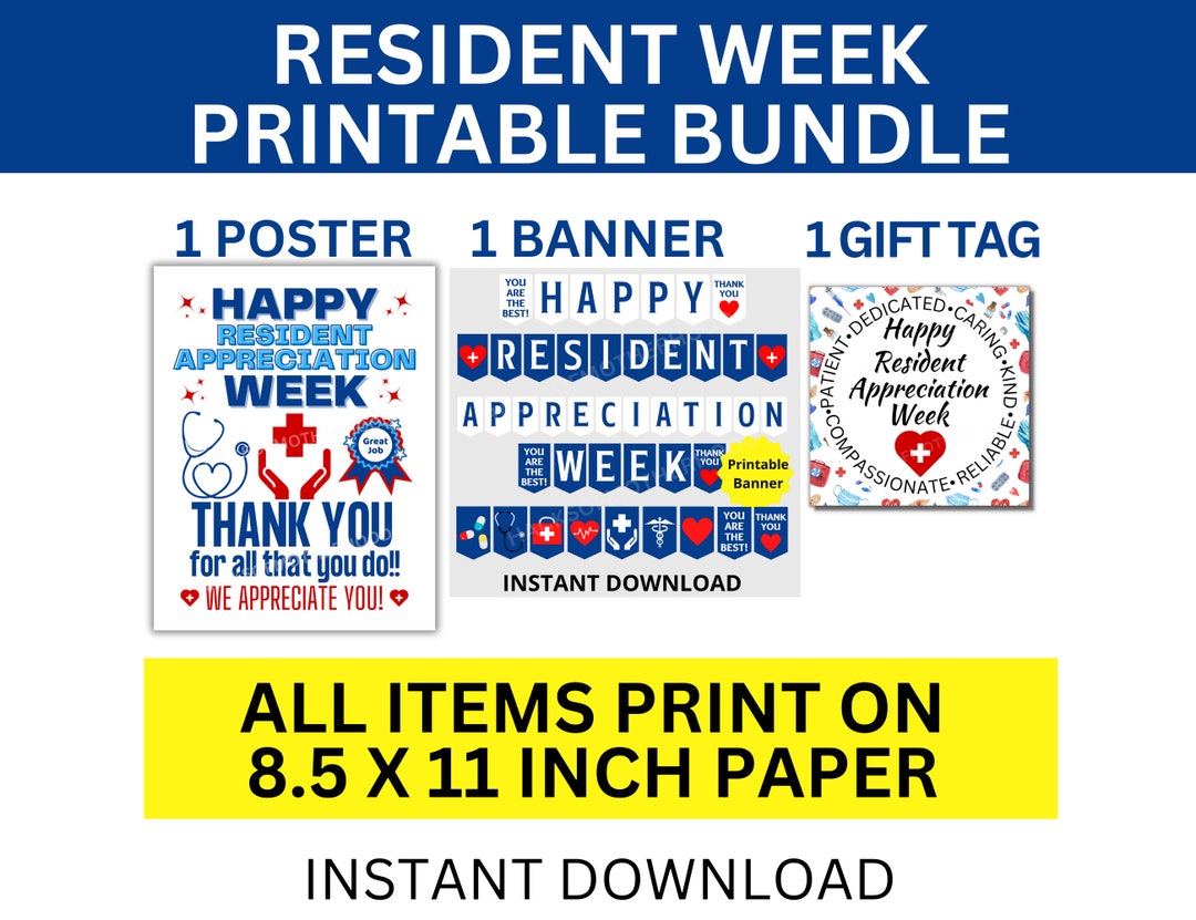 Resident Week Printable Bundle, Happy Resident Week Sign, Resident ...