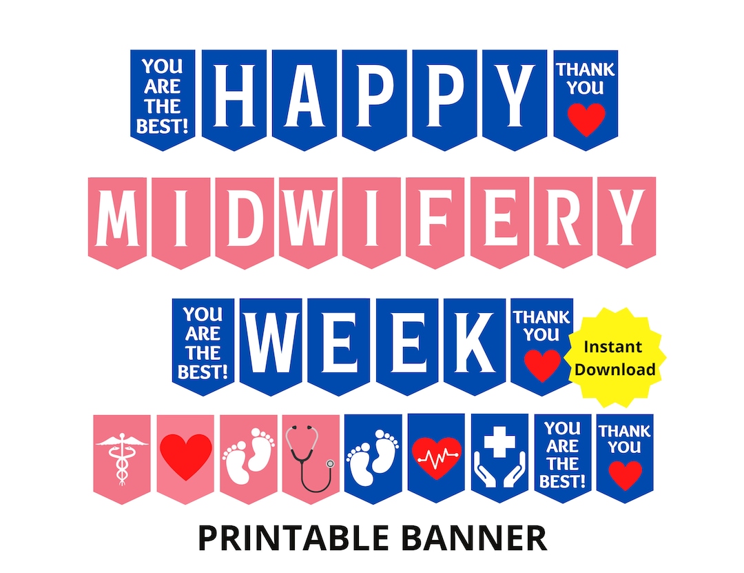 Midwifery Week Printable Banner, Happy Midwife Week Sign, Midwife ...