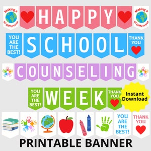 Happy School Counseling Week Printable Banner, School Counselor Week ...