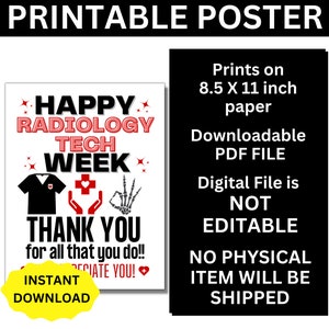 Rad Tech Week Printable Bundle, Radiologic Tech Week, Rad Tech ...