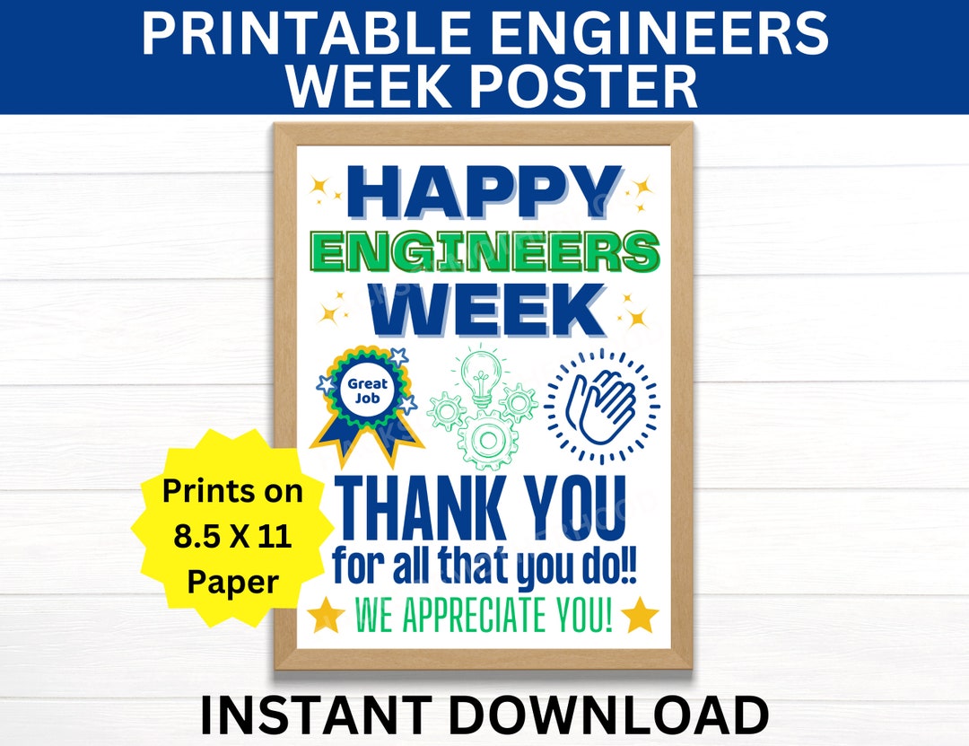Engineers Week Printable Poster, Happy Engineers Week Sign, Engineer Appreciation, Engineer Gift ...