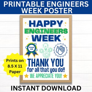 Engineers Week Printable Poster, Happy Engineers Week Sign, Engineer ...