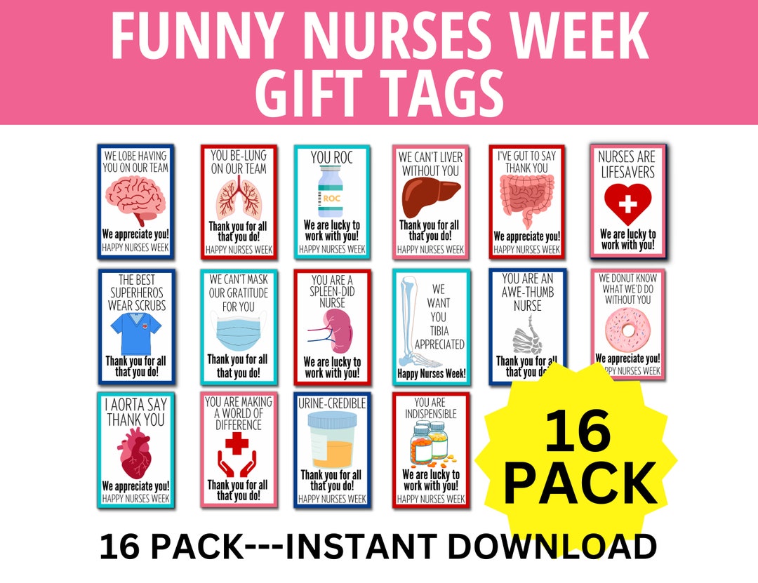 Nurses Week Printable Gift Tag Bundle, Nurses Week Gifts, Nurse ...