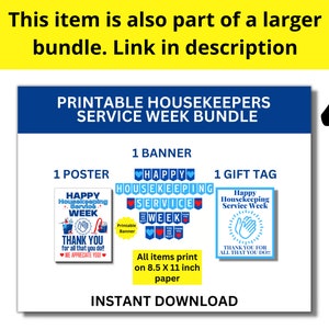 Happy Housekeeping Service Week Printable Banner, Housekeeper Week Sign ...