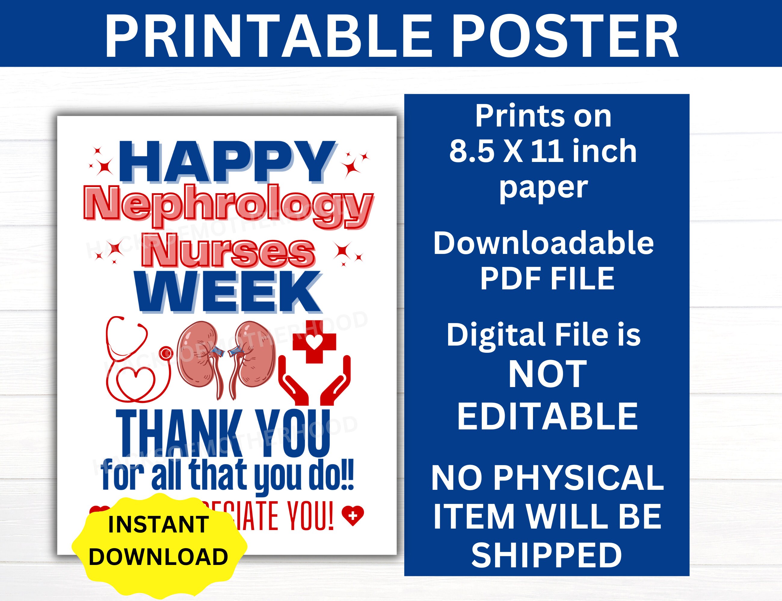Nephrology Nurses Week Printable Poster, Nephrology Nurses Week Sign ...