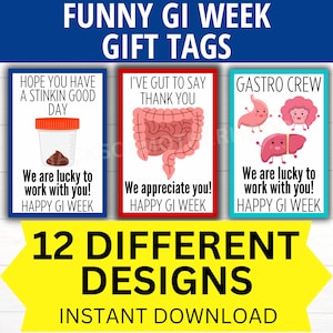 Funny GI Week Printable Gift Tag Bundle, Happy GI Nurses & Associate ...