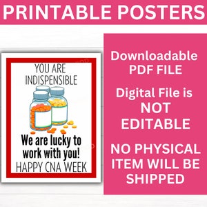 CNA Week Printable Poster Bundle, CNA Gifts, CNA Week Ideas, Nursing ...
