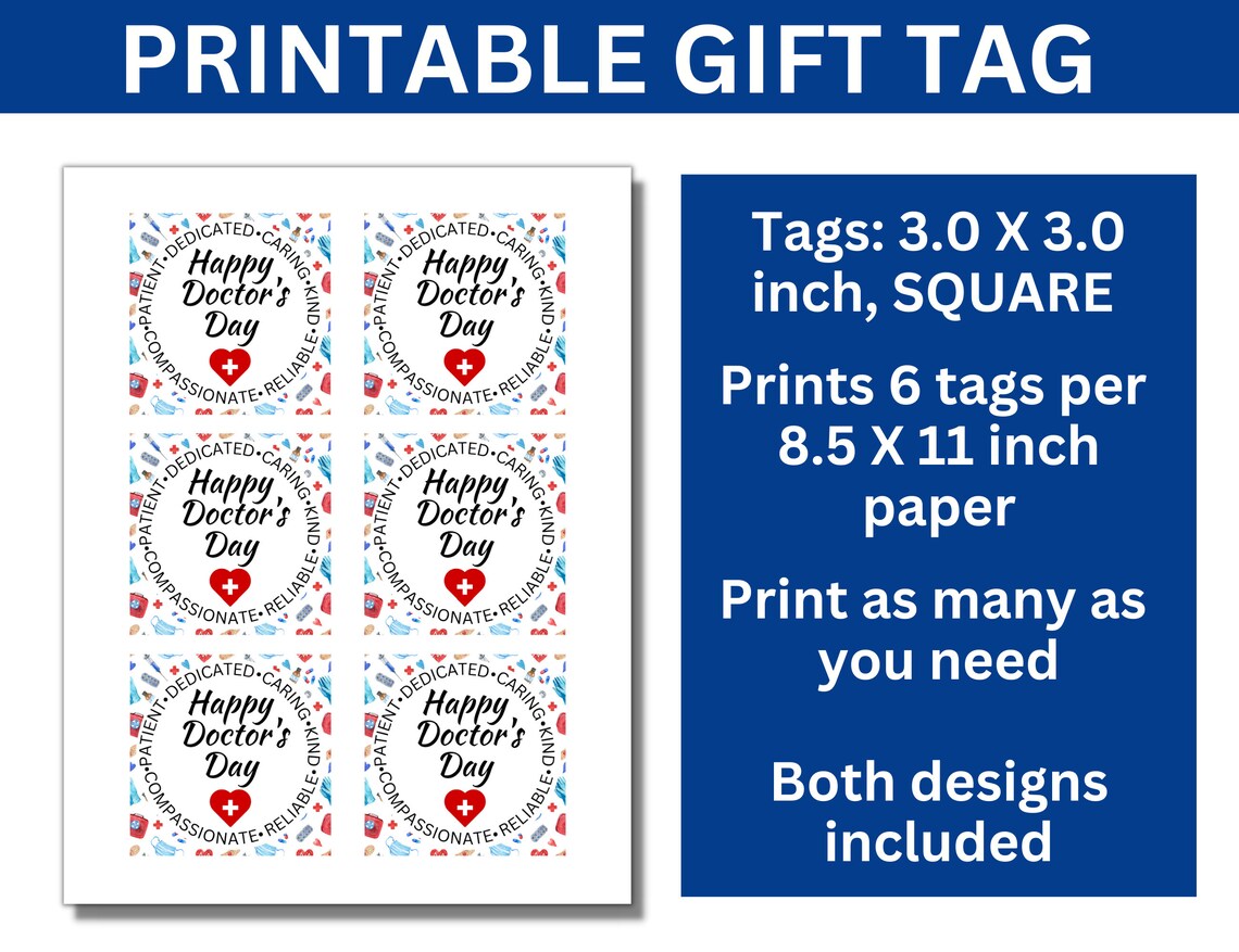 Doctors Day Printable Gift Tags, Happy Doctors Day Gift, Doctor ...