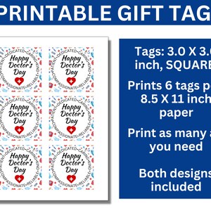 Doctors Day Printable Gift Tags, Happy Doctors Day Gift, Doctor ...