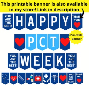 Patient Care Technician Week Printable Poster, Happy PCT Week Sign, PCT ...