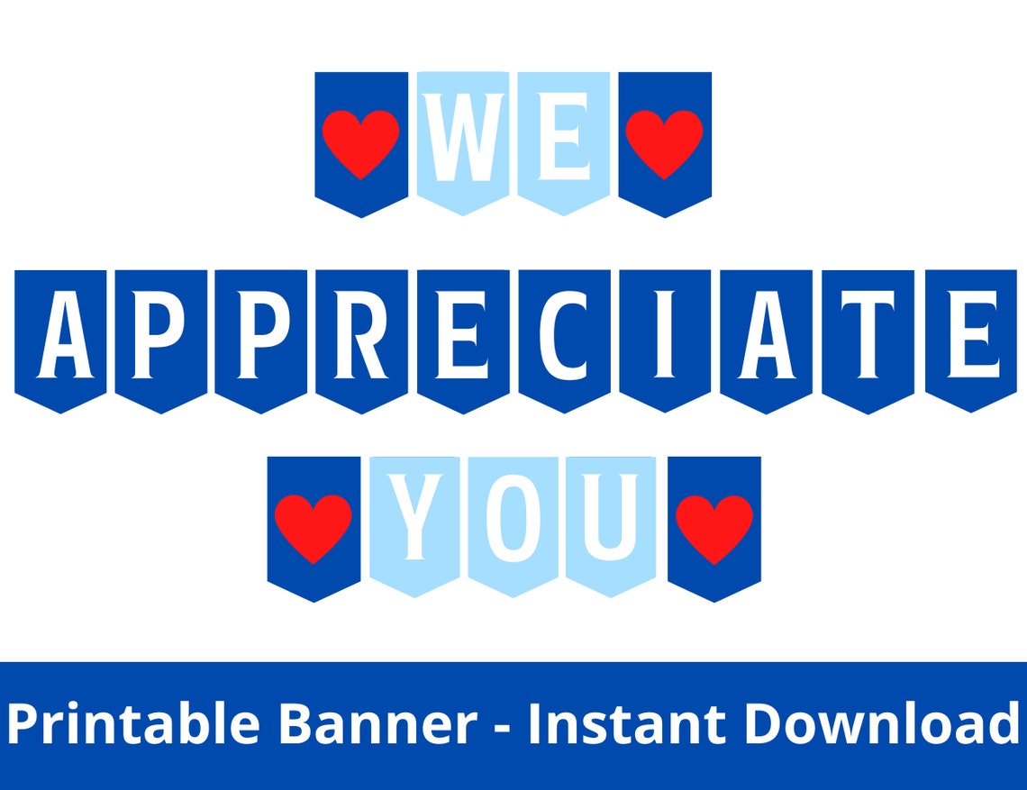 We Appreciate You Printable Banner Staff Appreciation Sign - Etsy