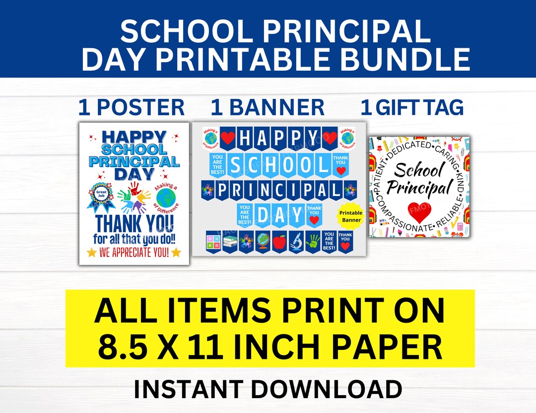 School Principal Day Printable Bundle, School Principal Day Sign ...
