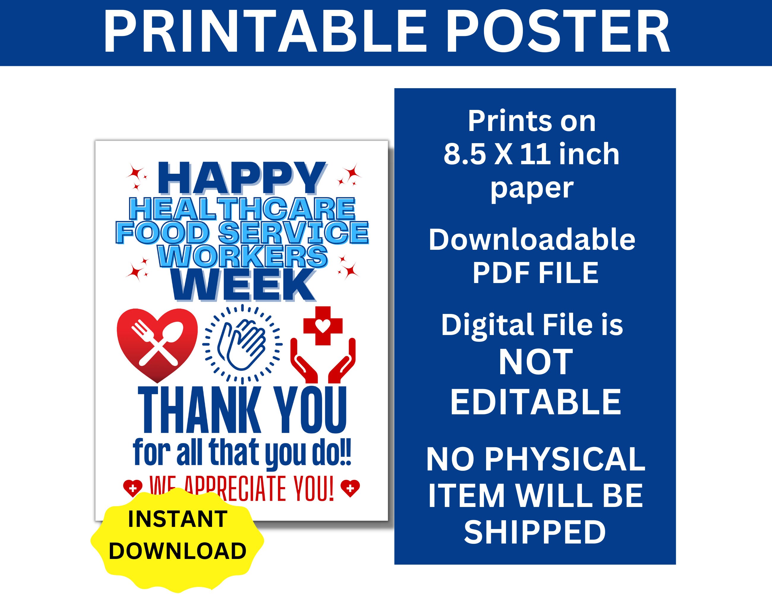 Healthcare Food Service Workers Week Printable Poster, Food Service ...