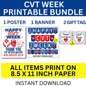 CVT Week Printable Bundle, Cardiovascular Professional Sign ...