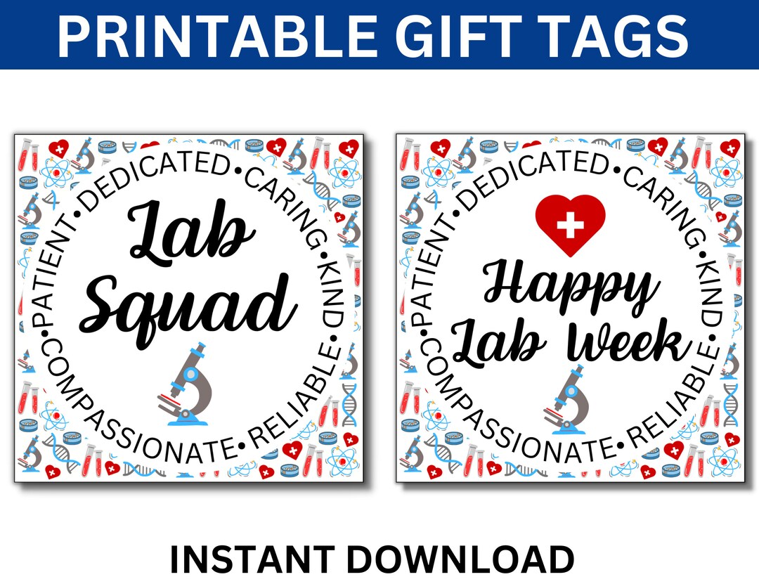 Lab Week Printable Tags, Medical Laboratory Professionals Week Gift Tags, Lab Professionals ...