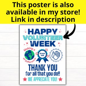Volunteer Week Printable Banner, Happy Volunteer Week Sign, Volunteer ...