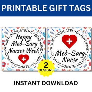 Medical Surgical Nurses Week Printable Gift Tag, Med-surg Nurses Week ...
