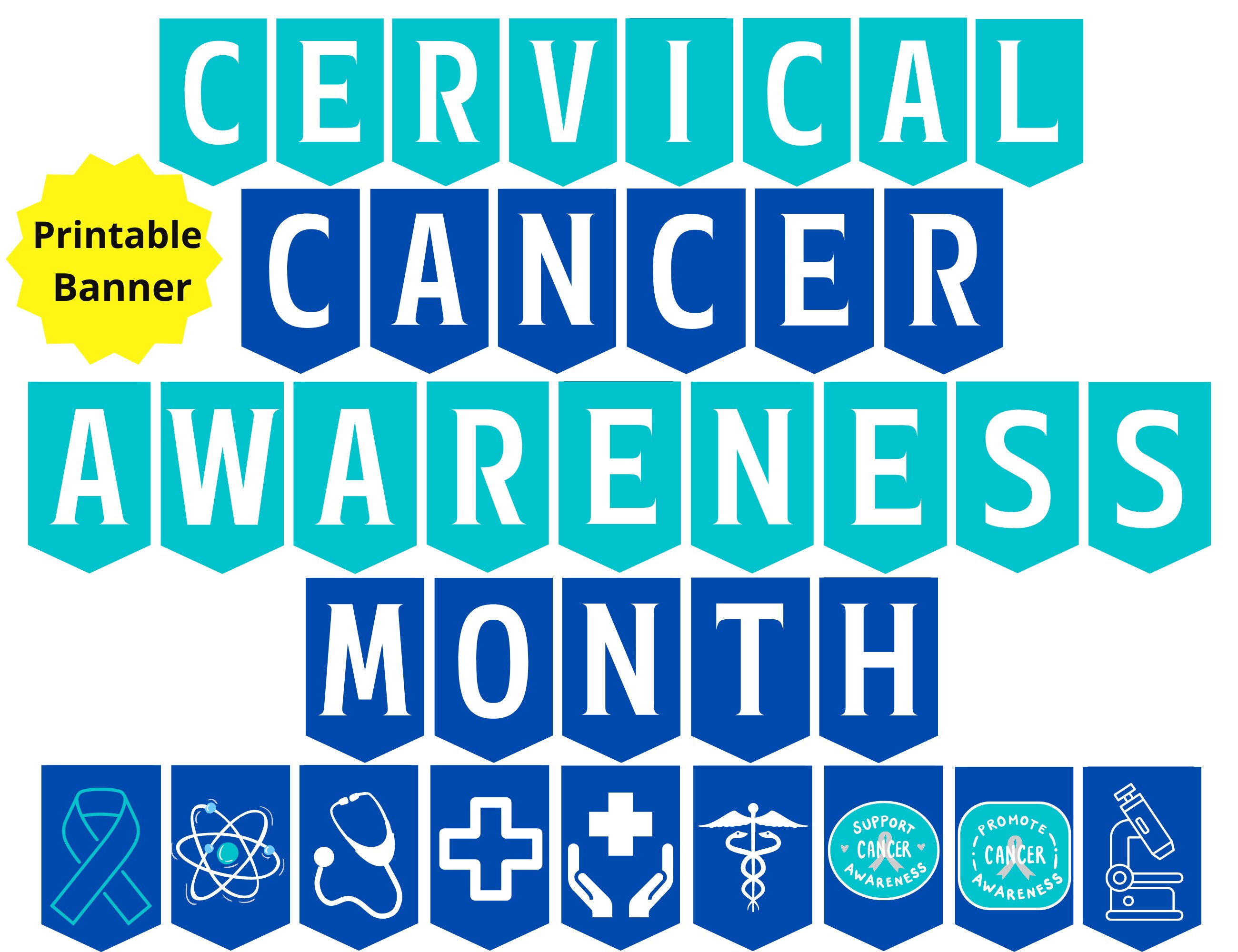 Cervical Cancer Awareness Printable Banner, Cervical Cancer Banner ...