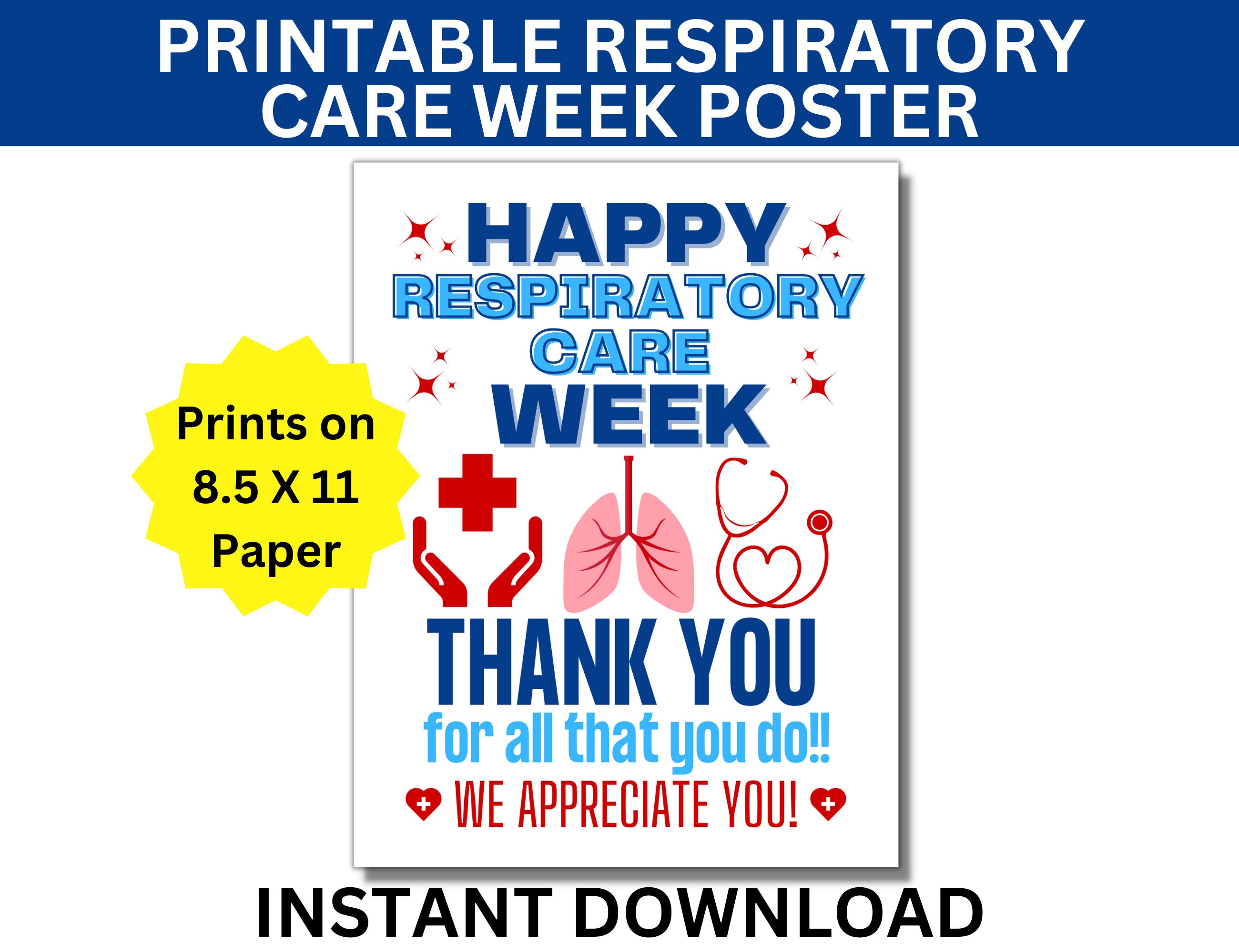 Respiratory Care Week Printable Poster, Happy Respiratory Therapist ...