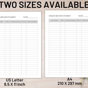 Childcare Editable Sign In/out Sheet Printable, Preschool Sign in Sign ...