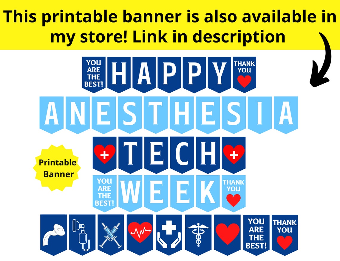 Anesthesia Tech Week Printable Bundle, Anesthesia Technician Week Sign ...