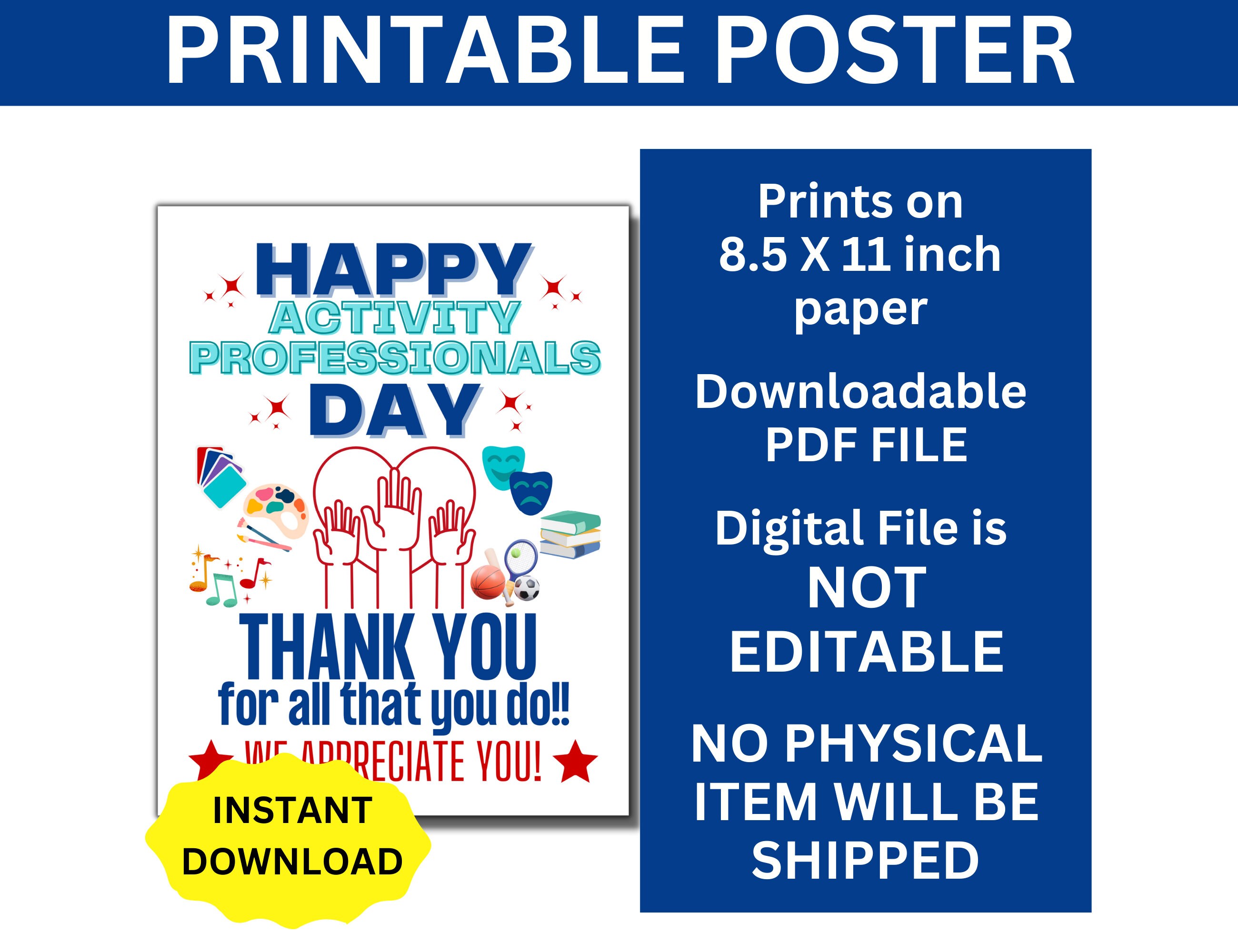 Activity Professionals Day Printable Poster, Activity Professionals ...