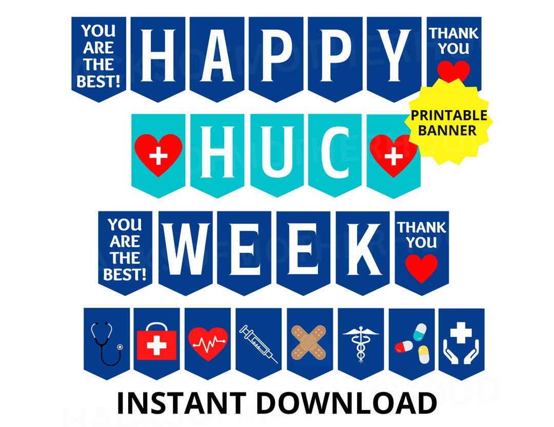 Health Unit Coordinator Week Printable Banner, Happy HUC Week Sign ...