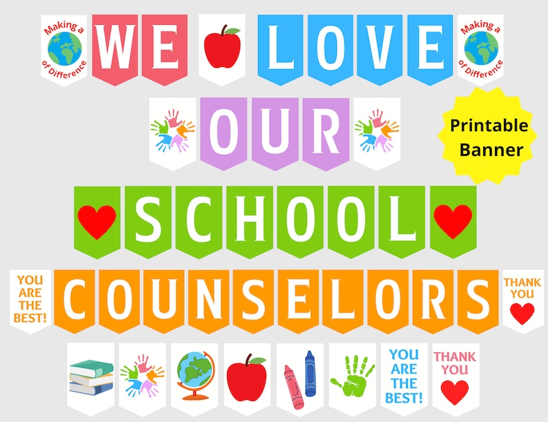 We Love Our School Counselors Printable Banner School - Etsy