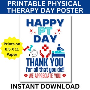 Physical Therapy Day Printable Poster, Happy PT Day Sign, Physical ...