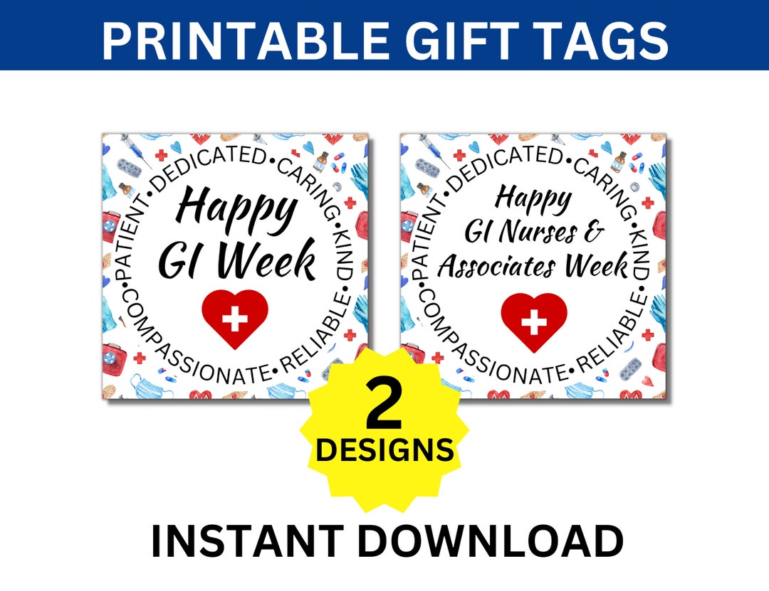 GI Week Printable Gift Tags, Gastroenterology Week, GI Nurse Gift, GI ...