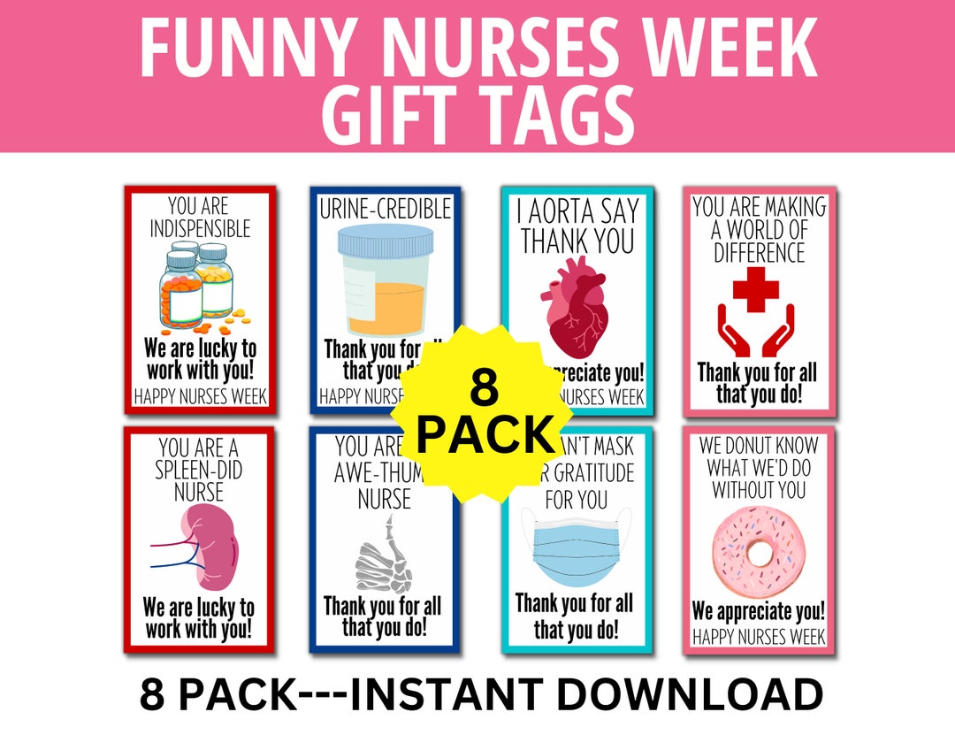Nurses Week Printable Gift Tag Bundle, Nurses Week Gifts, Nurse ...