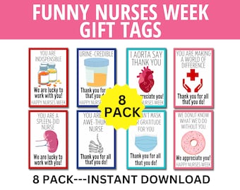 Nurses Week Printable Gift Tag Bundle, Nurses Week Gifts, Nurse ...