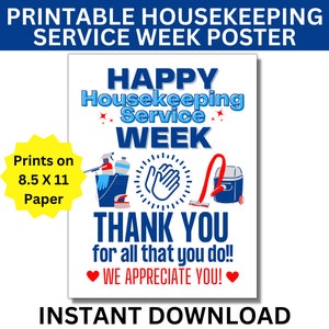 Happy Housekeeping Service Week Printable Poster - Etsy
