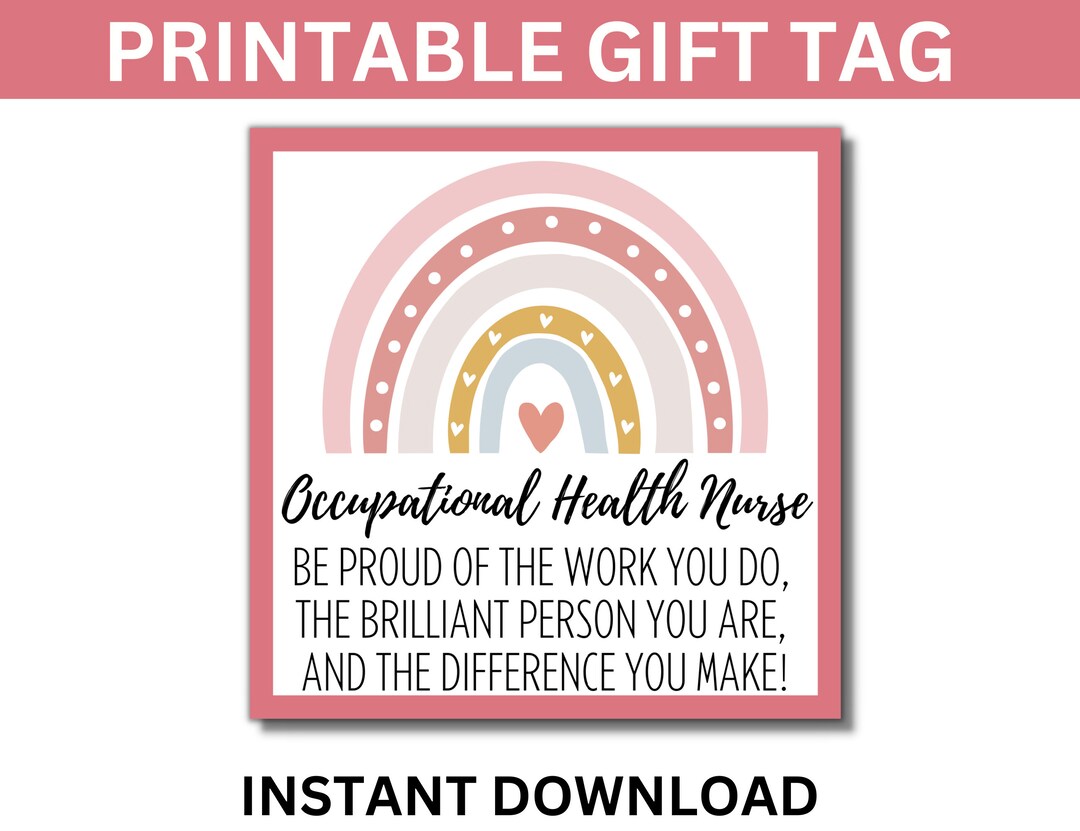 Occupational Health Nurses Week Printable Gift Tag, Occupational Health ...