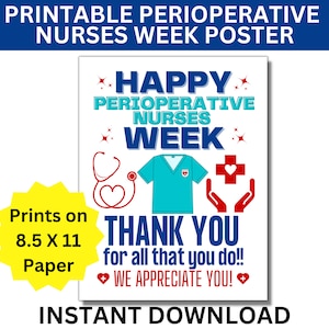 Perioperative Nurses Week Printable Poster, Perioperative Nurse Week ...