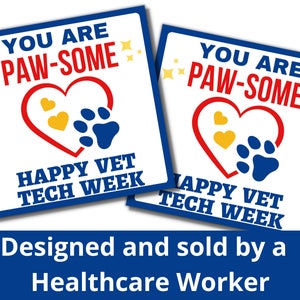 Vet Tech Week Printable Gift Tags, Happy Vet Tech Gift Tags, Veterinary ...