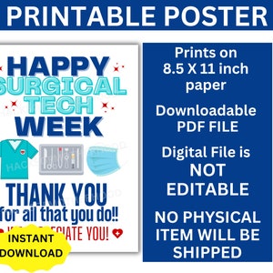 Surgical Scrub Tech Week Printable Bundle, Happy Surgical Scrub Tech ...