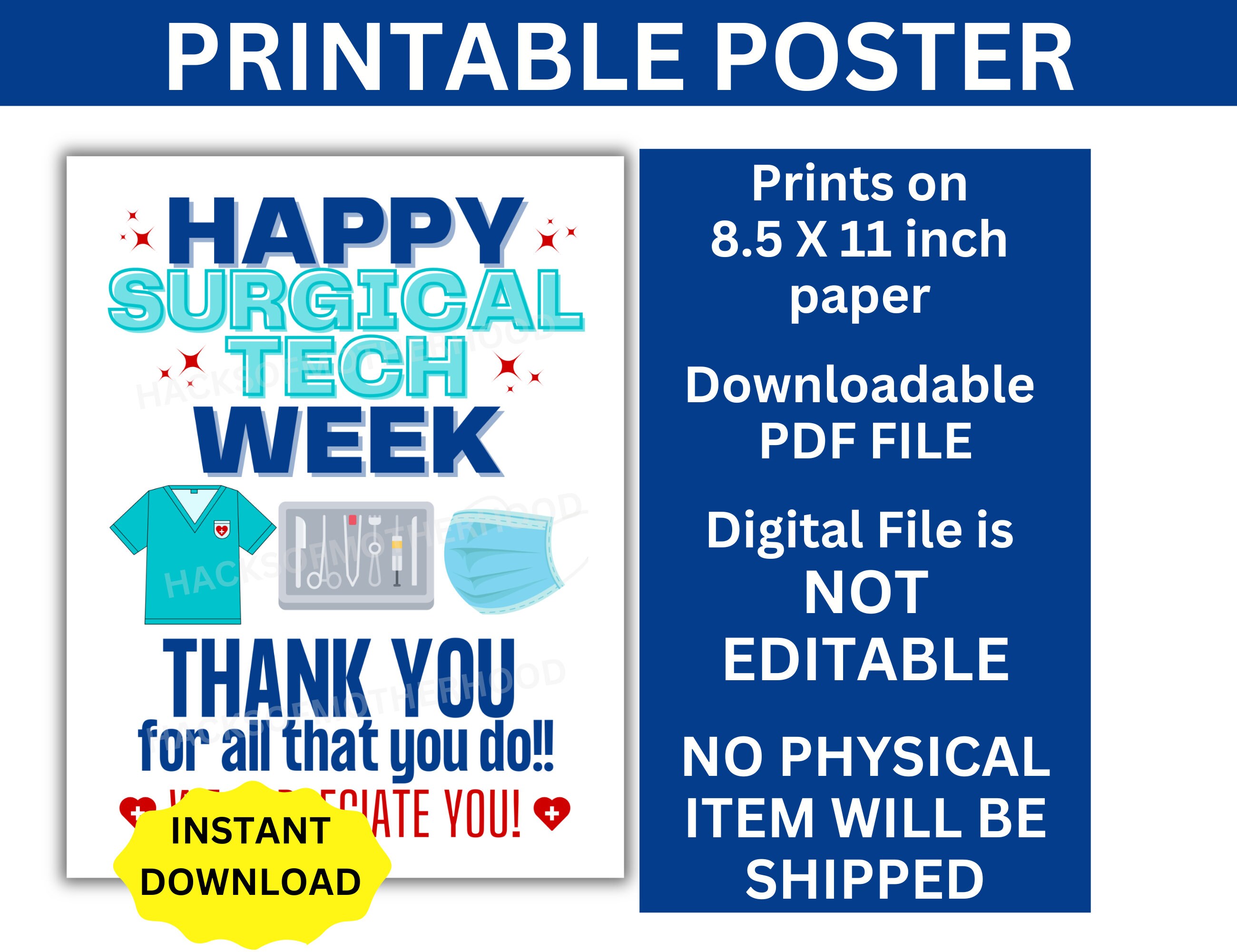 Surgical Scrub Tech Week Printable Bundle, Happy Surgical Scrub Tech ...