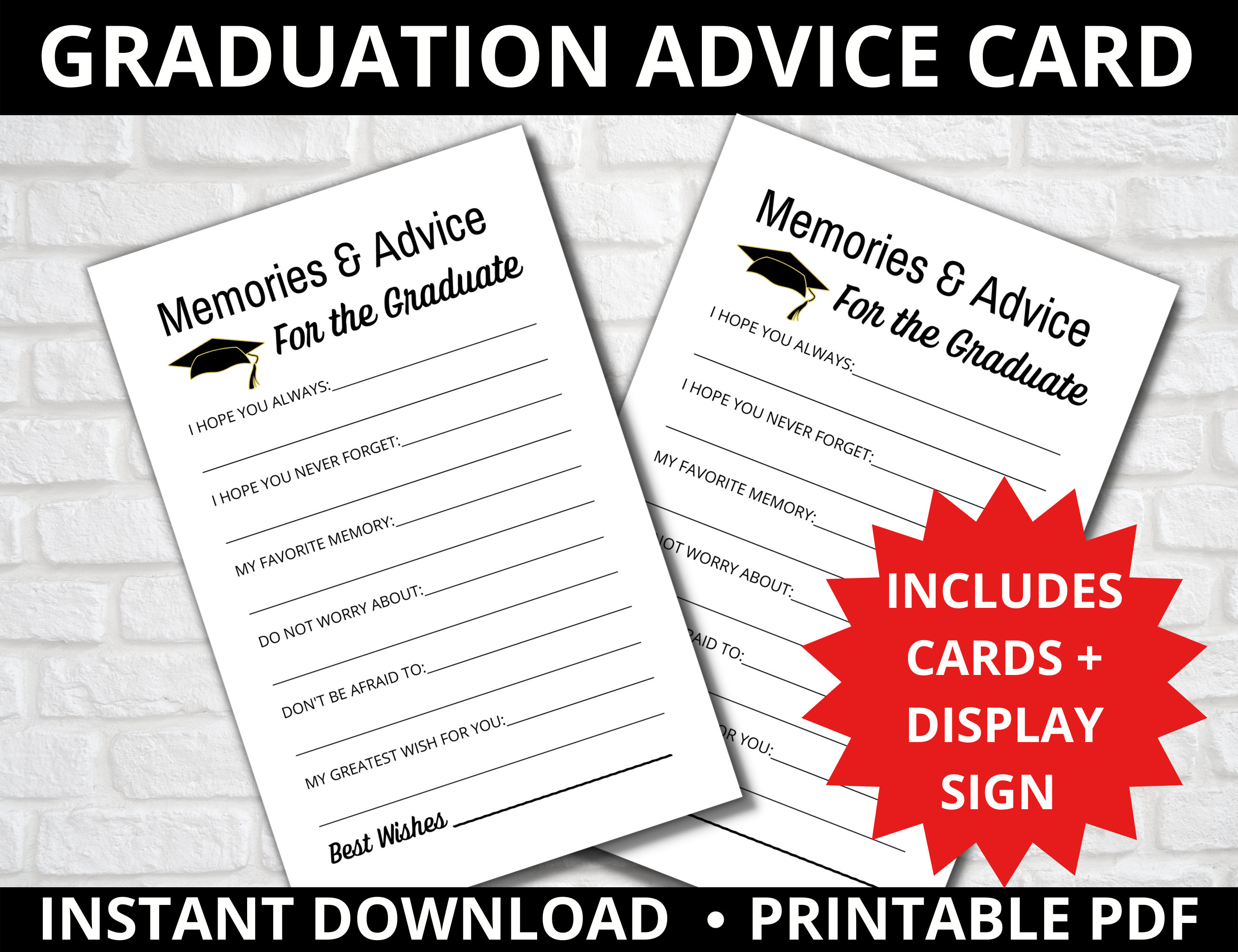 Graduation Memories and Advice Card Graduation Display Sign - Etsy