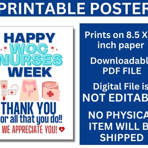 Wound, Ostomy, & Continence Nurse Week Printable Poster, WOC Nurses ...