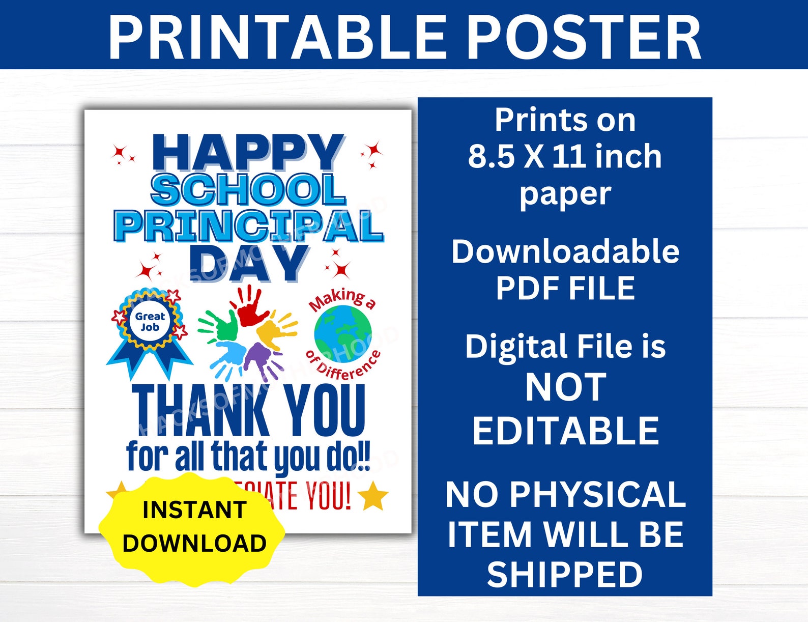 School Principal Day Printable Bundle, School Principal Day Sign ...