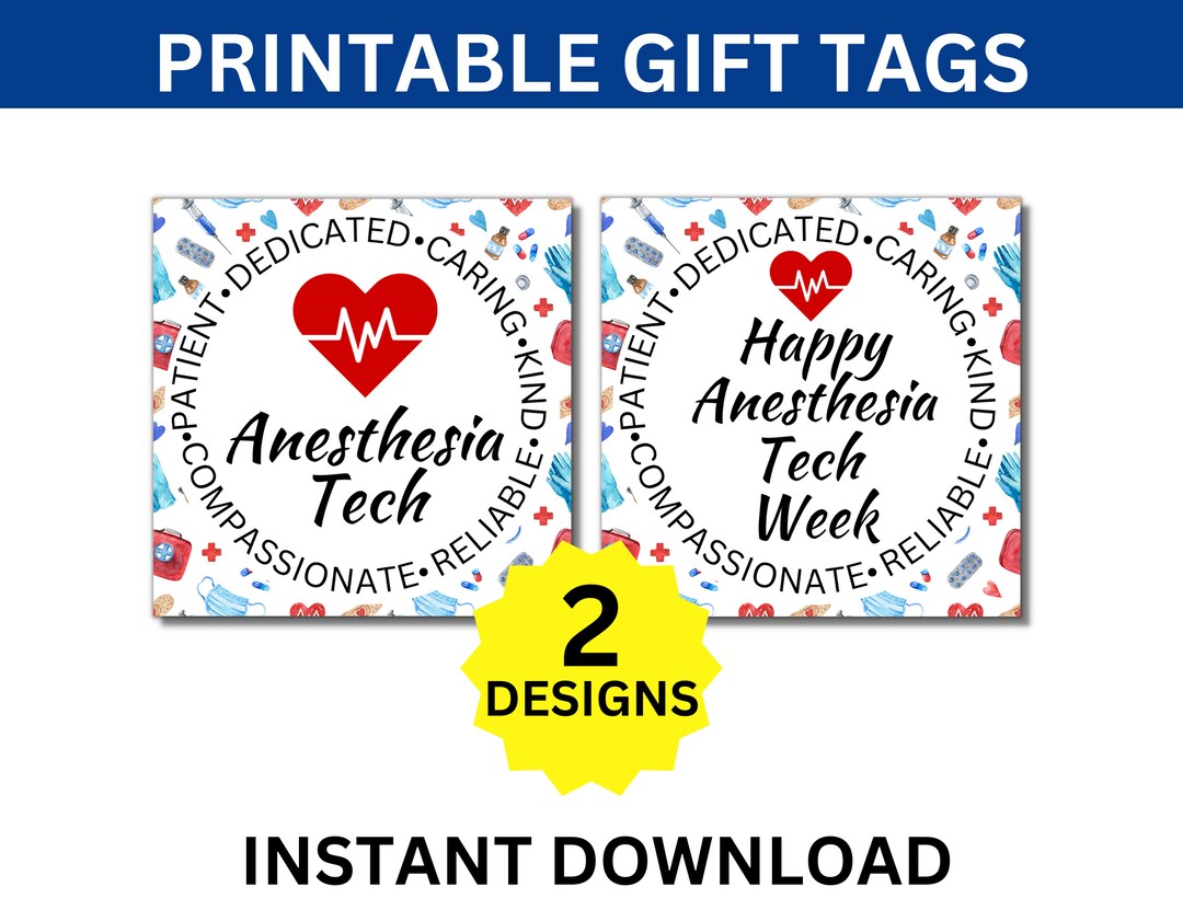 Anesthesia Tech Week Printable Tags, Anesthesia Technician Week Tags ...
