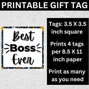 Boss's Day Printable Gift Tags, Best Boss Ever Tags, National Boss's ...