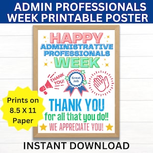Administrative Professionals Day Printable Poster, Administrative ...