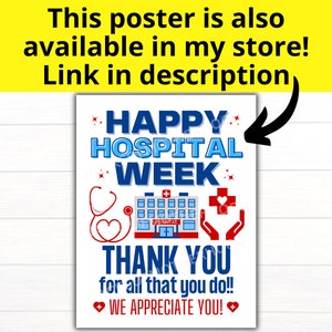 Hospital Week Printable Gift Tags, Hospital Week Gift, Hospital ...